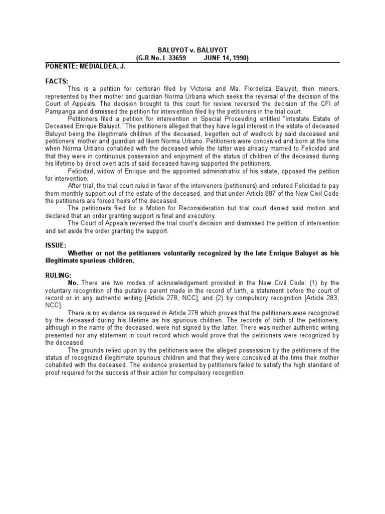 Baluyot v. Baluyot | PDF | United States Law | United States Case Law