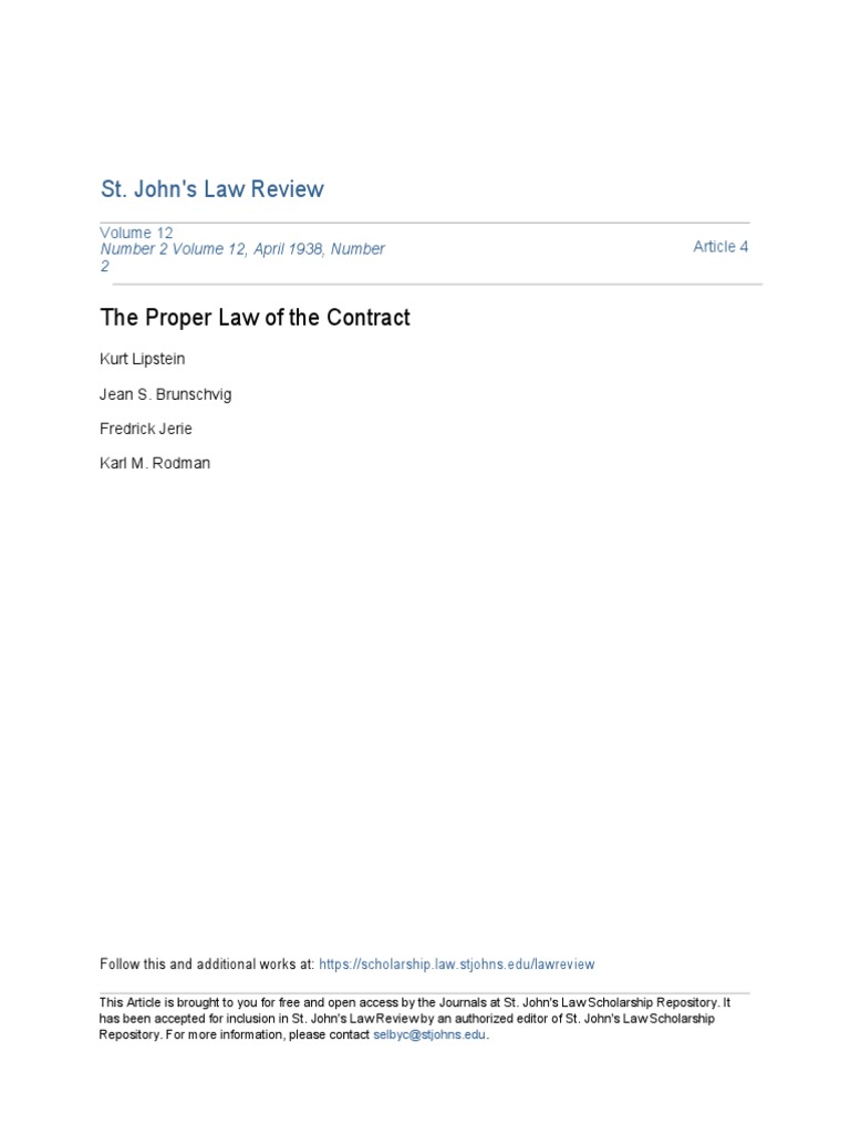 The Proper Law of The Contract | PDF