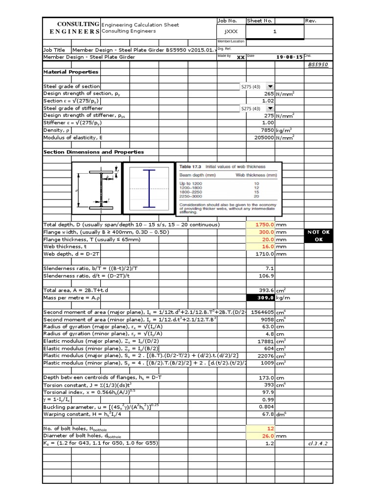 Engineering Calculation Sheet Consulting Engineers | PDF | Buckling ...