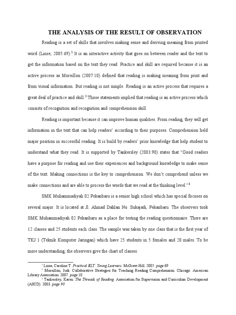 The Analysis of The Result of Observation | PDF | Reading Comprehension | Cognition