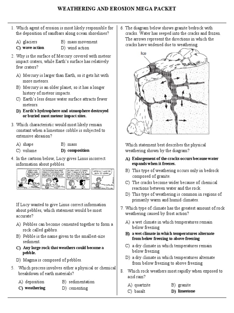 Key Weathering and Erosion Mega Packet PDF | PDF | Weathering | Rock ...