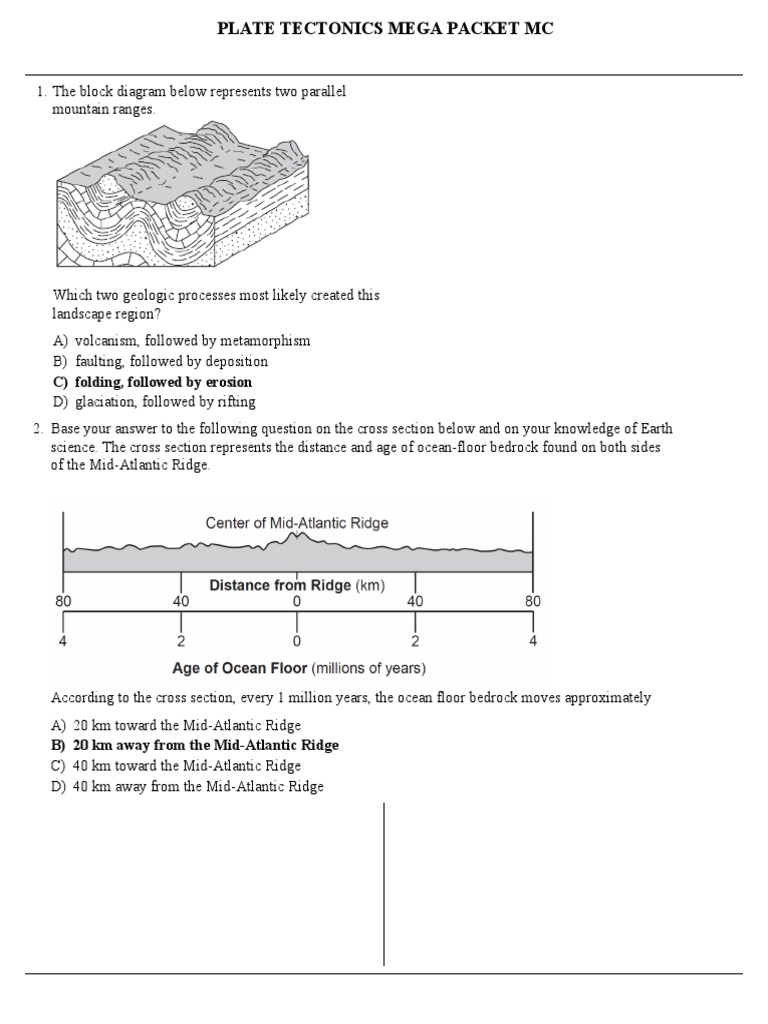 Key Plate Tectonics Mega Packet MC PDF | PDF | Plate Tectonics ...