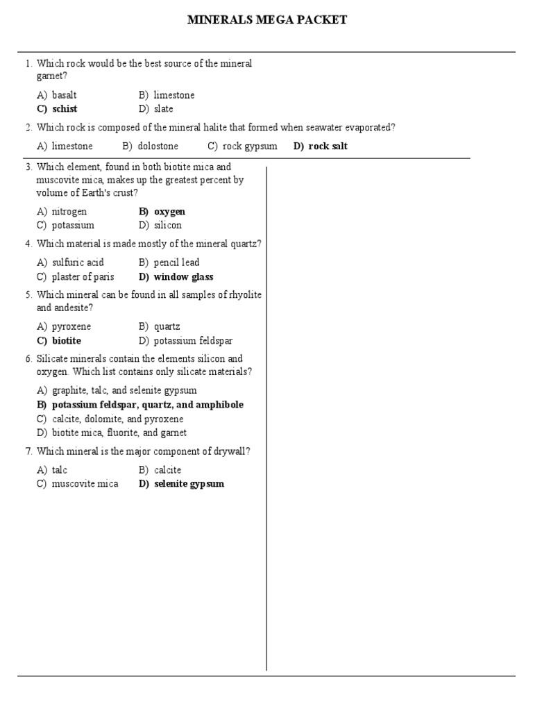 Key Es Minerals Mega Packet PDF | PDF | Minerals | Rock (Geology)