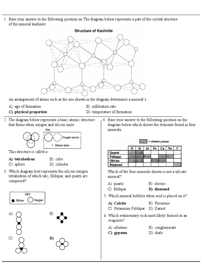 Rock and mineral identification questions | PDF | Sedimentary Rock ...