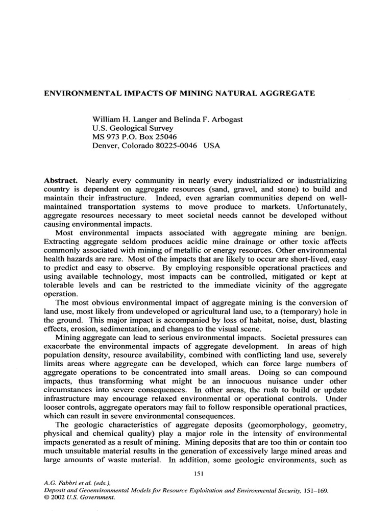 Environmental Impacts of Mining Natural Aggregate | PDF | Surface ...