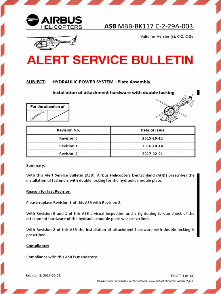 Alert Service Bulletin: ASB MBB BK117 C 2 29A 003 | PDF | Nut (Hardware ...