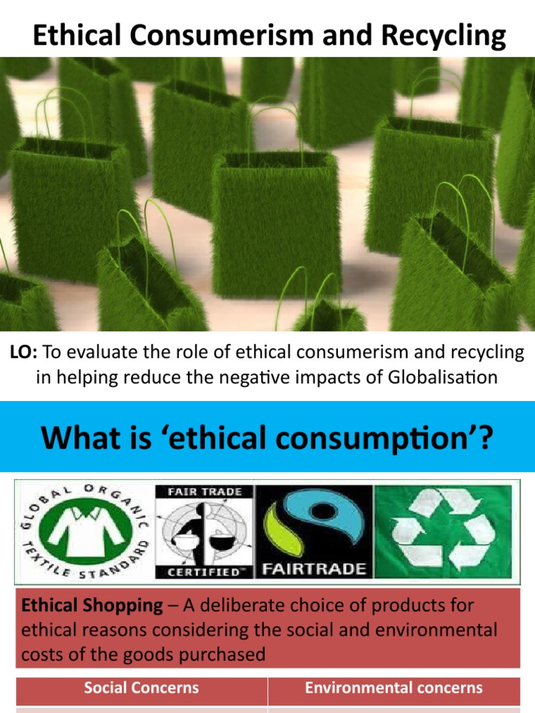 Ethical Consumerism and Recycling: in Helping Reduce The Negative ...