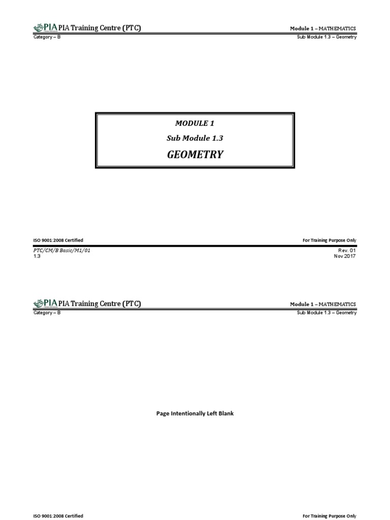 PIA B - Basic - Module 1.3 (MATHS) Geometry Final | PDF | Circle ...