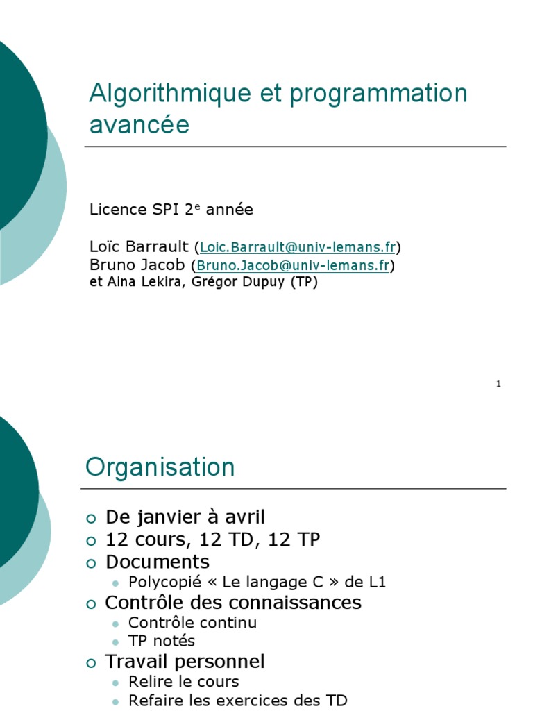 CoursAlgoSPI 1 VarRecursiviteArbres Etd | PDF | Variable (informatique) | Pointeur (programmation)