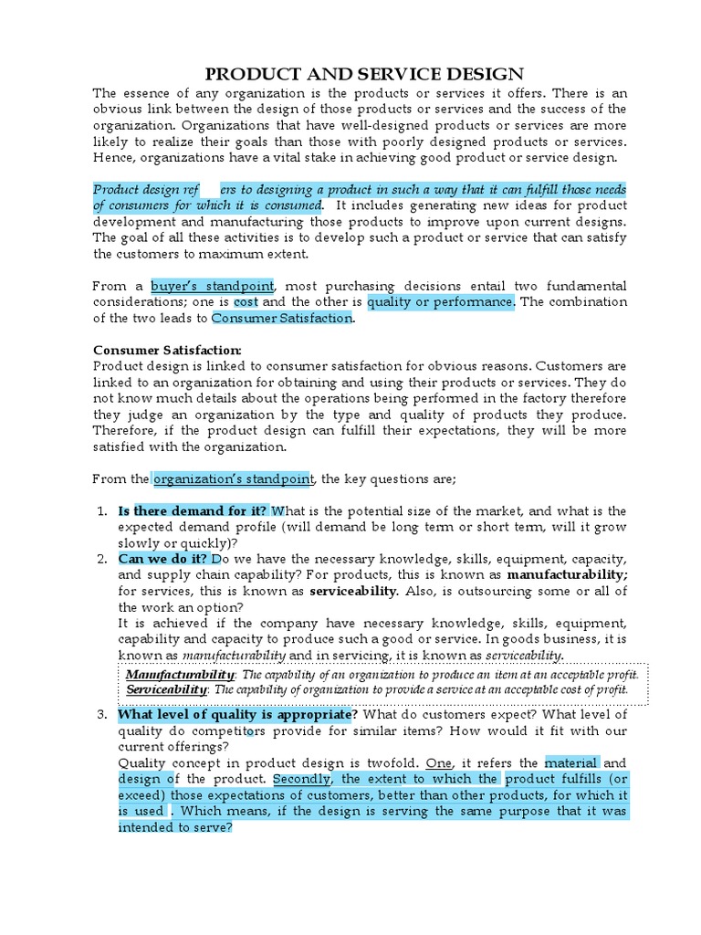 Product and Service Design PDF | PDF | Layoff | Product (Business)