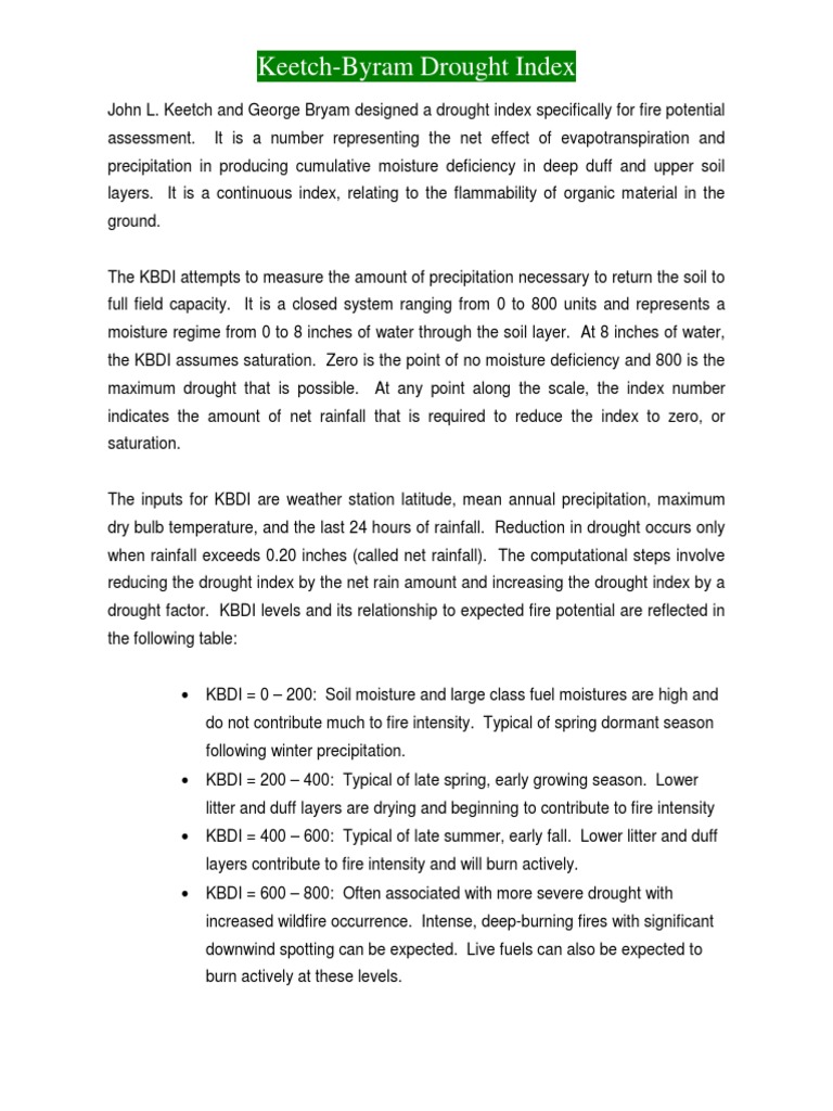 Keetch-Byram Drought Index | PDF