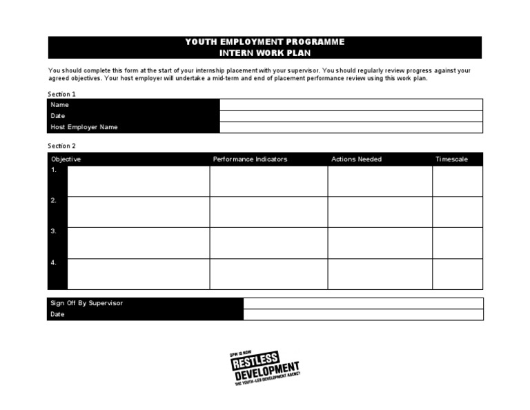 Youth intern work plan template | PDF