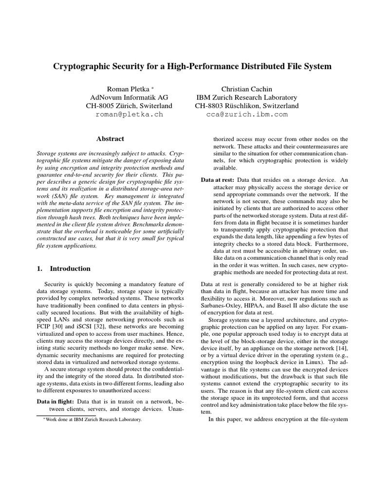 Cryptographic Security For A High-Performance Distributed File System ...