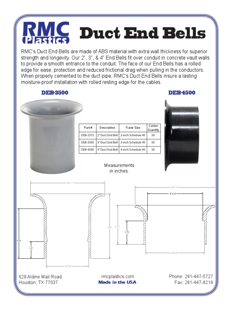 RMC Duct End Bells | PDF
