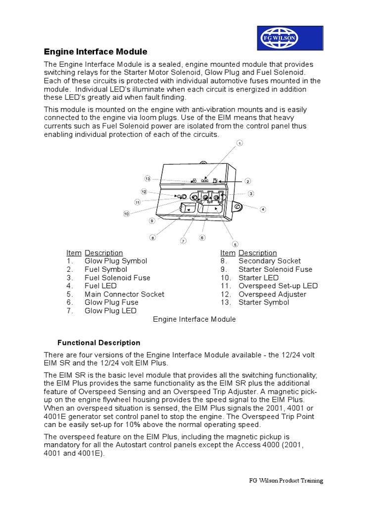 Engine Interface Module: Functional Description | PDF | Relay ...