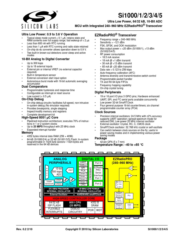 Si1000 Datasheet | PDF | Microcontroller | Analog To Digital Converter