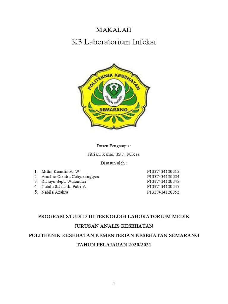 Makalah K3 Laboratorium Infeksi | PDF