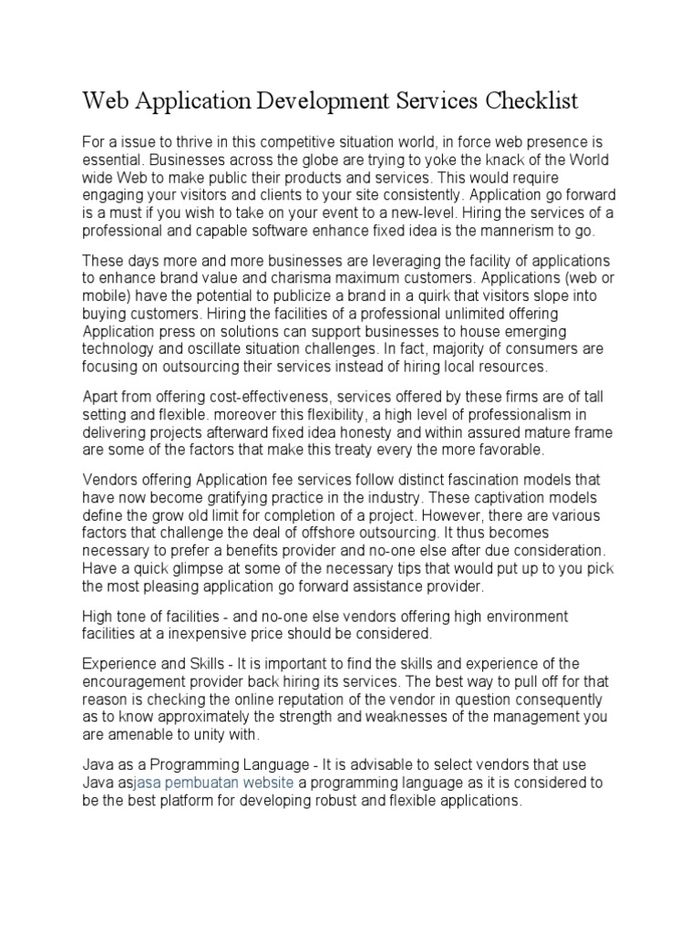 Web Application Development Services Checklist: Jasa Pembuatan Website ...