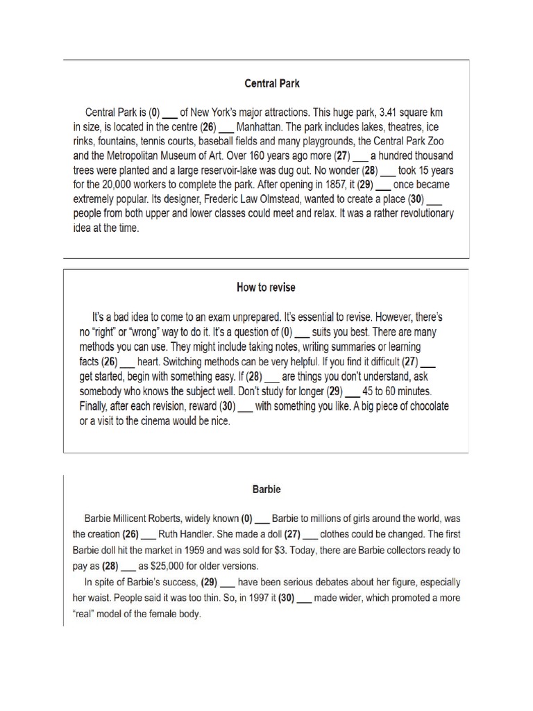 Cloze Test A2 Level Pdf