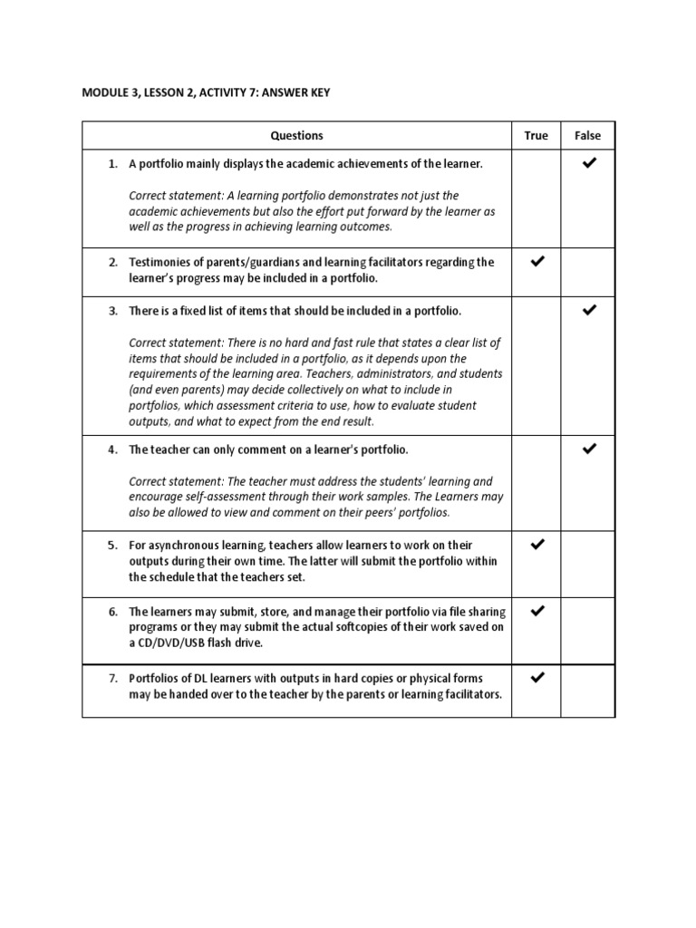 LDM2 Module 3 Lesson 2 Activity 7 ANSWER KEY PDF | PDF | Career & Growth
