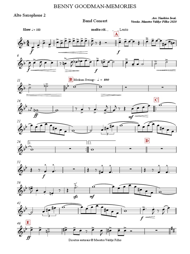 Alto Saxophone 2 Band Concert: Slow Molto Rit | PDF | Saxophone ...