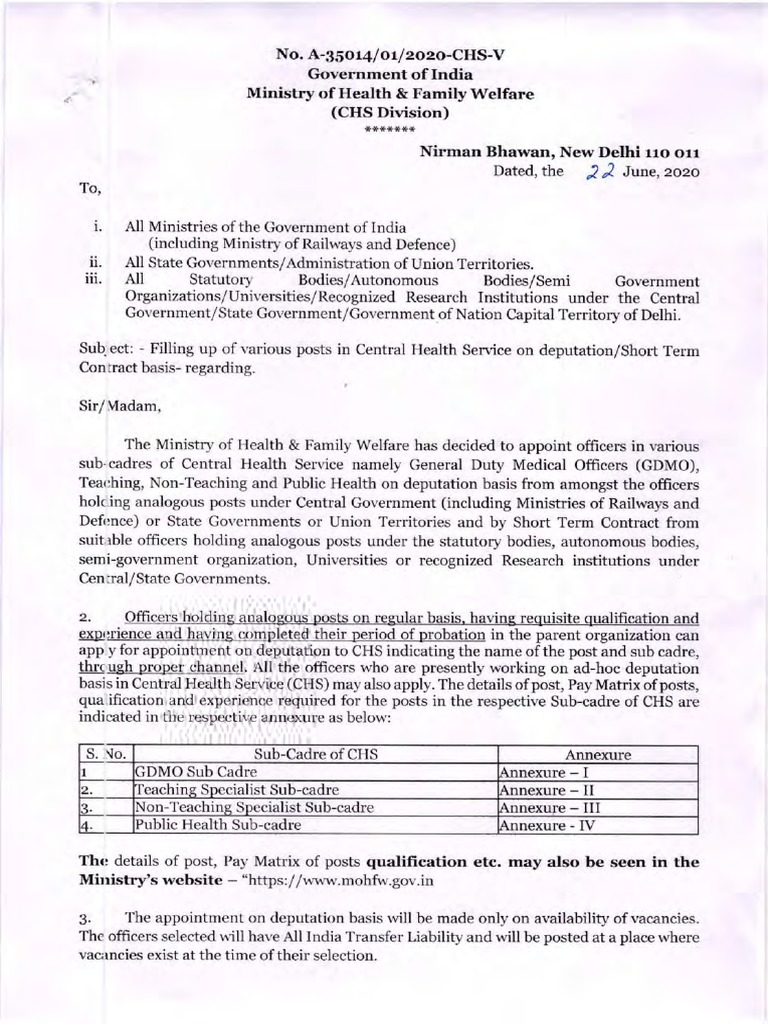 Vacancy Circular For Uploading On Ministry Website | PDF | Doctor Of ...