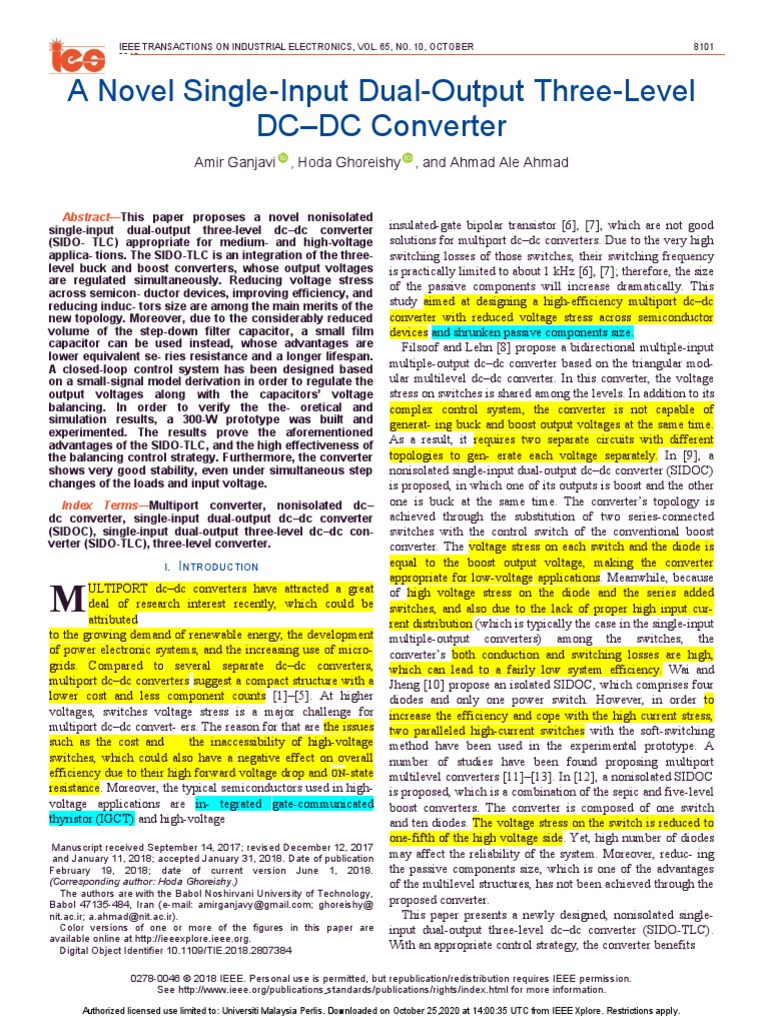 A Novel Single-Input Dual-Output Three-Level | PDF | Power Electronics ...