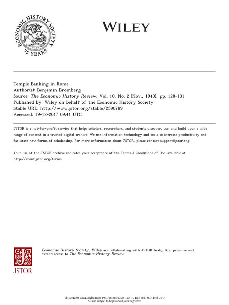 Temple Banking in Rome | PDF | Roman Empire | Banks