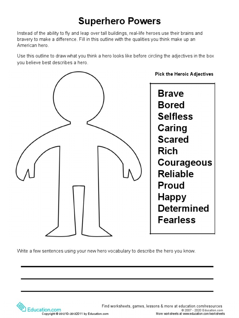 Superhero Powers: Pick The Heroic Adjectives | PDF