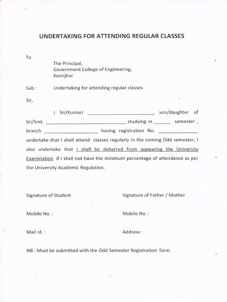 Undertaking Regular Class | PDF