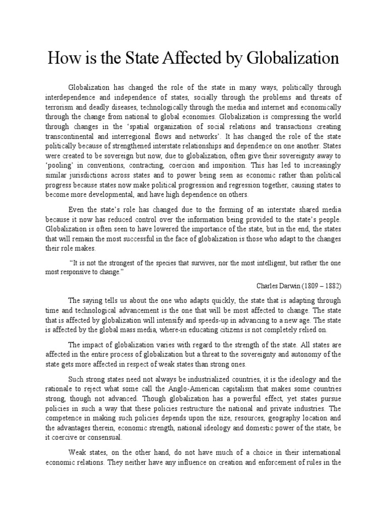 How Is The State Affected by Globalization | PDF | Globalization ...