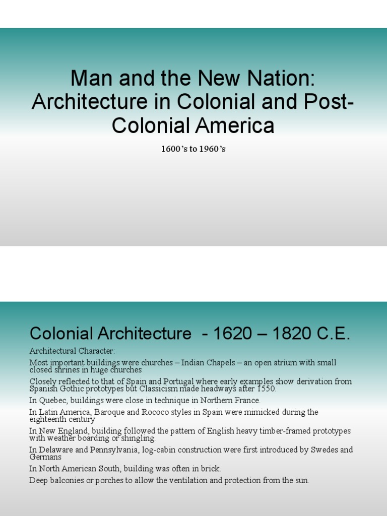 Colonial and Post Colonial America | PDF | Buildings And Structures ...