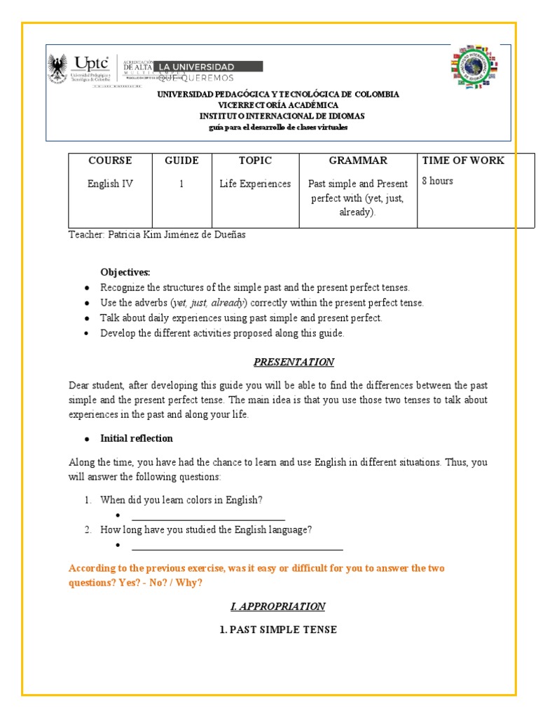 English IV: Virtual Class Guide | PDF | English Language | Grammatical ...