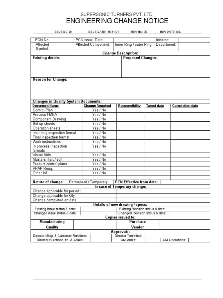 Engineering Change Notice for Inner Ring/Outer Ring Component of ...