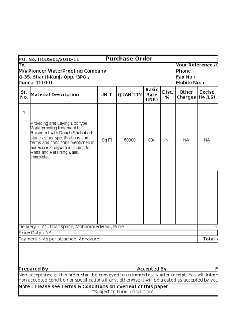 Purchase Order Format PDF | PDF