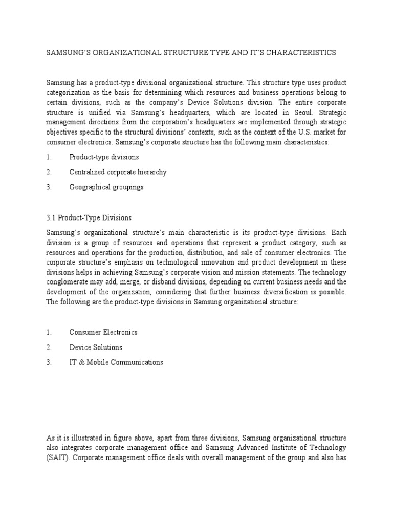 SAMSUNG | PDF | Organizational Structure | Samsung Electronics