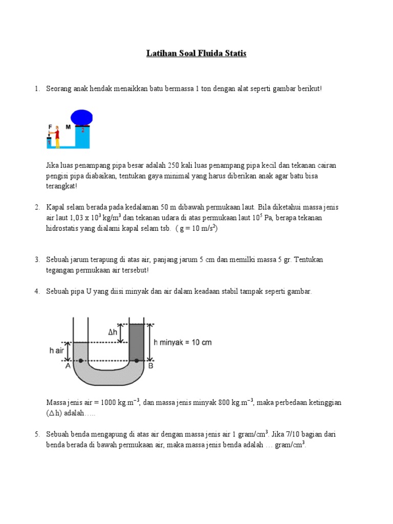 Latihan Soal Fluida Statis | PDF