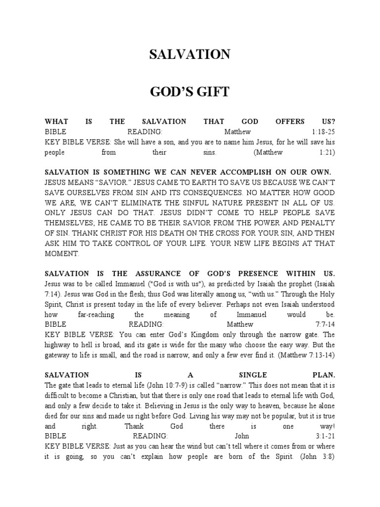 Receiving God's Gift of Salvation: A Summary of the Steps to Accepting ...