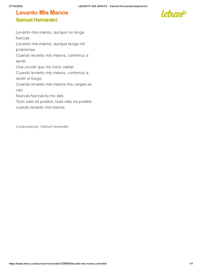 Levanto Mis Manos | PDF
