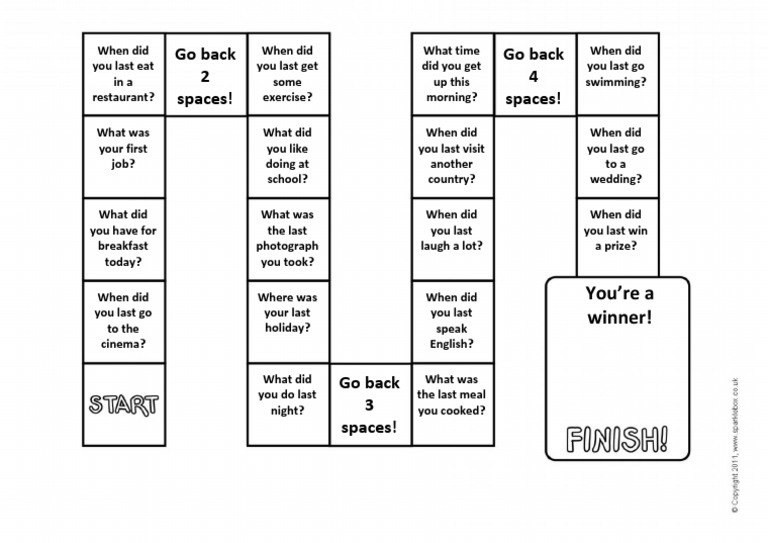 Past Simple Board Game PDF | PDF