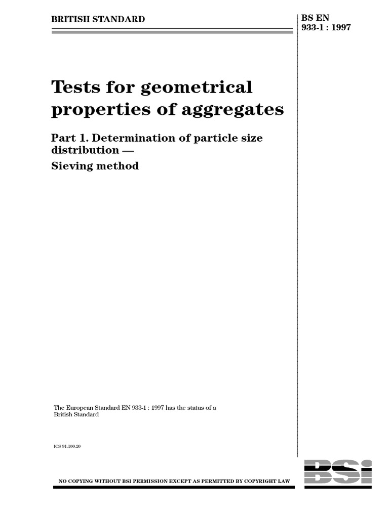 BS EN 933-1: Aggregate Particle Size Testing | PDF | Particle Size ...
