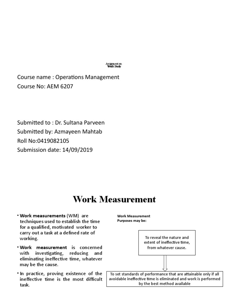 Work Measurement | PDF | Confidence Interval | Time