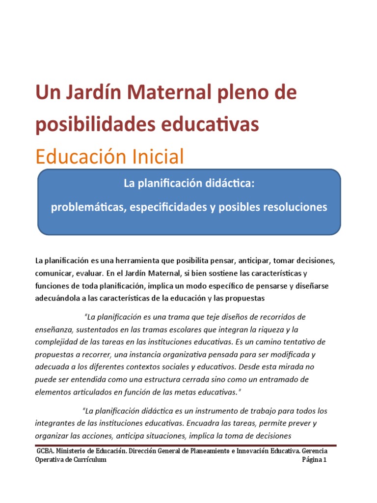 Un Jardín Maternal Pleno de Posibilidades Educativas Educación Inicial ...