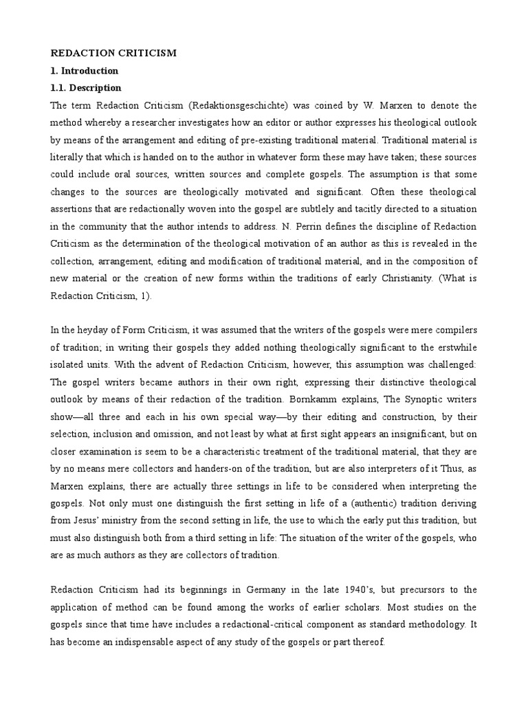 Redaction Criticism | PDF | Gospel Of Mark | Gospel Of John