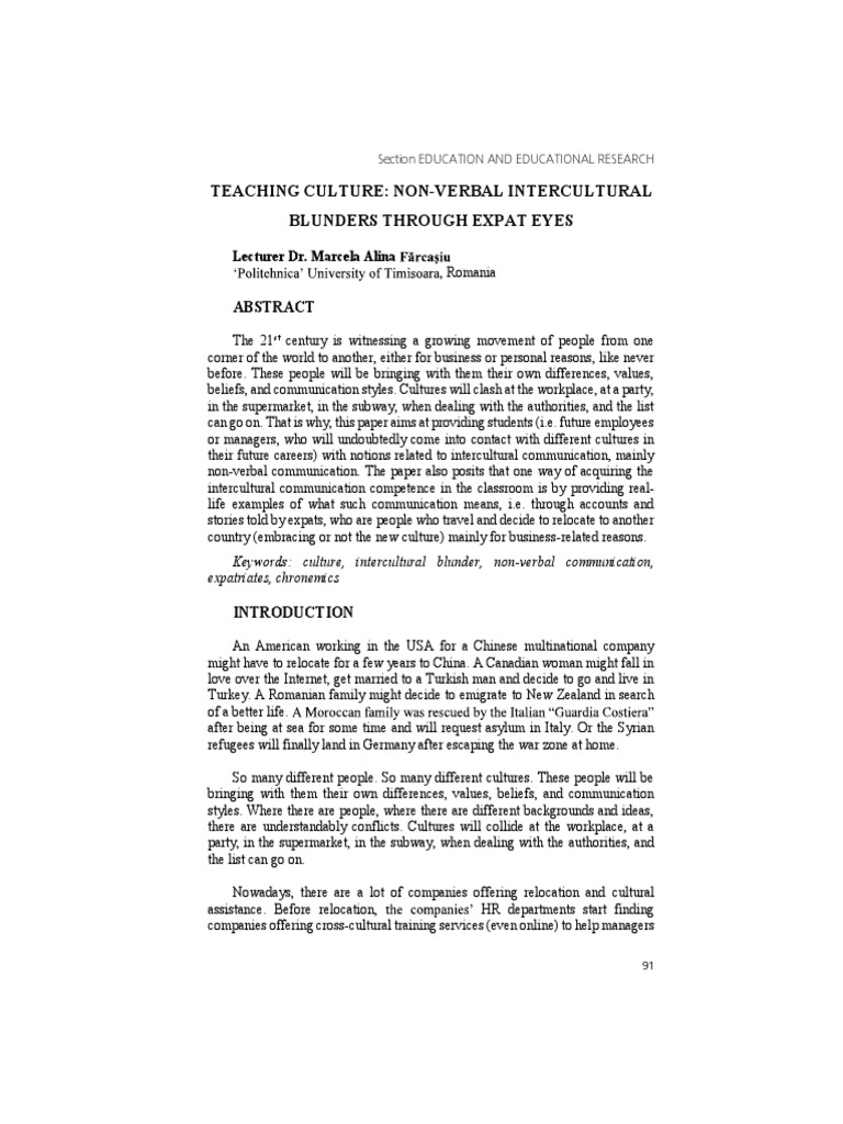 Teaching Culture Nonverbal Intercultural Blunders Through Expat Eyes ...