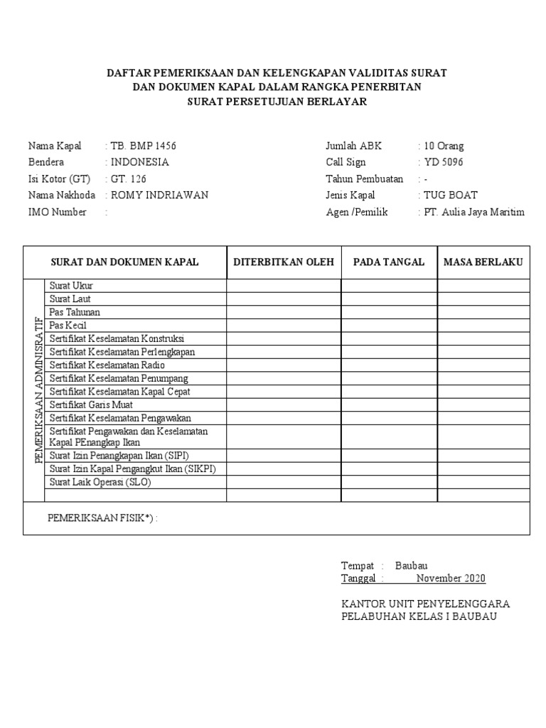 Daftar Pemeriksaan Dan Kelengkapan Validitas Surat Tb. BMP | PDF
