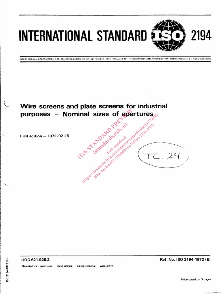 Iso 2194 1972 | PDF | International Organization For Standardization