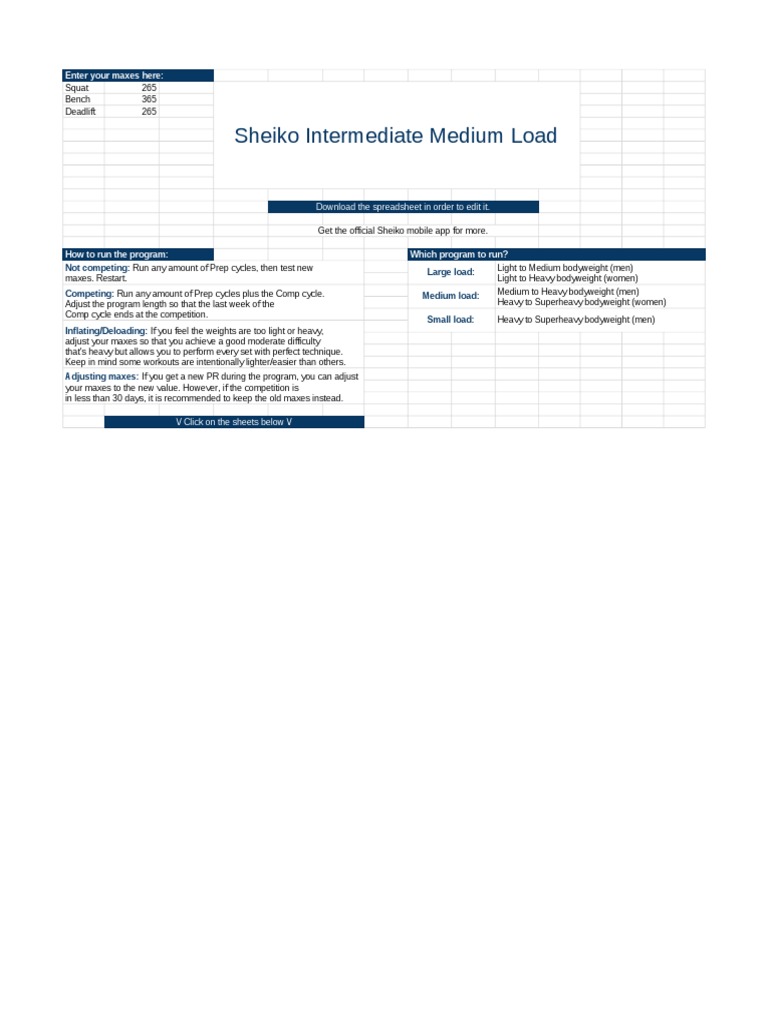 Sheiko Intermediate Program Guide | PDF | Hobbies | Athletic Sports