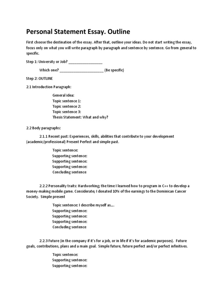 Personal Statement Outline | PDF