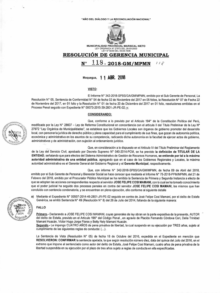 Resolucion de Destitucion | PDF | El proceso de destitución | Trucos de ...